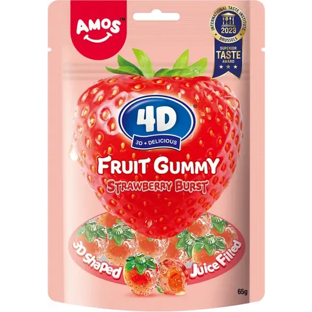 Amos 4D Fruit Gummy Strawberry 65g – Snackje
