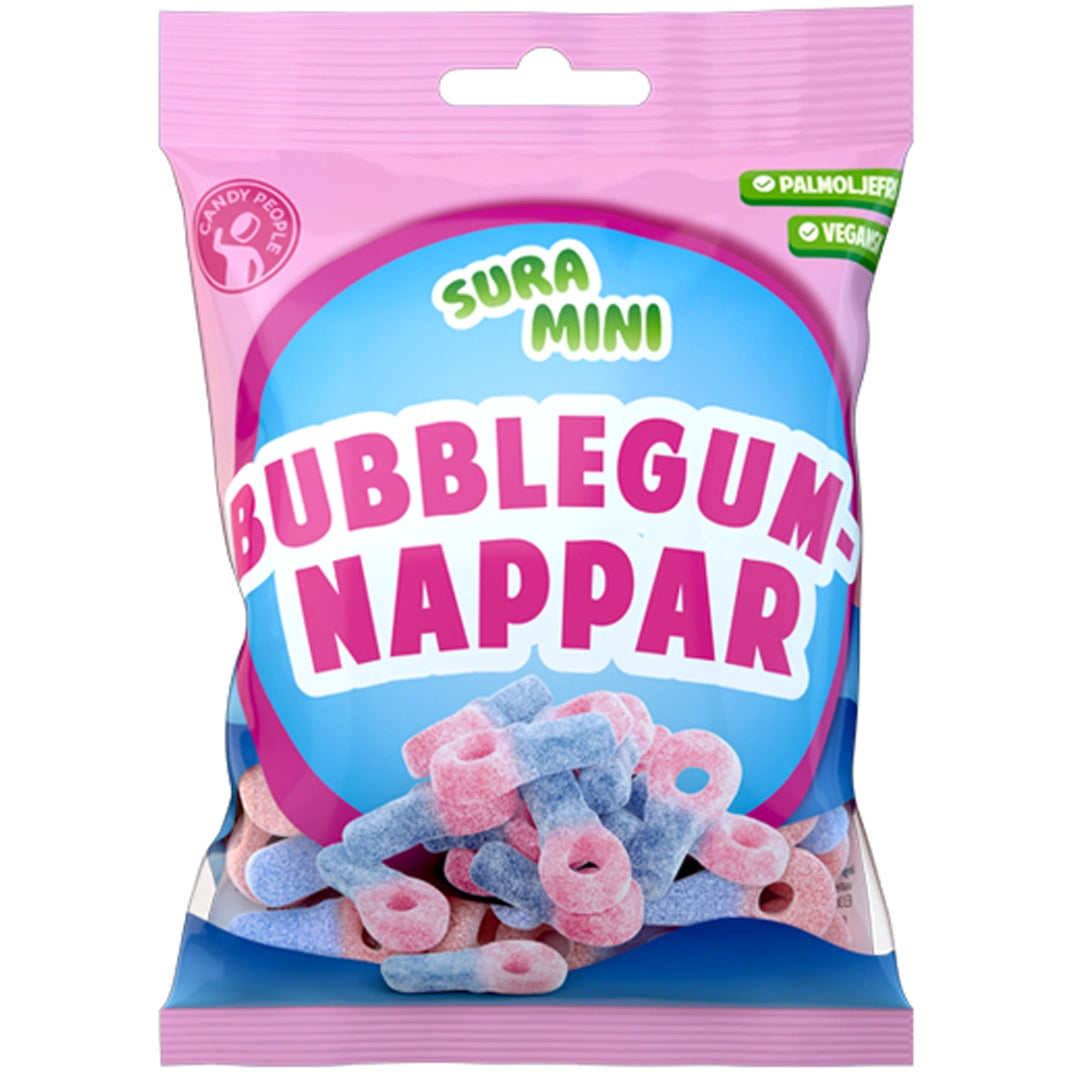 Candy People Bubblegum-Nappar Sour Mini 70g – Snackje