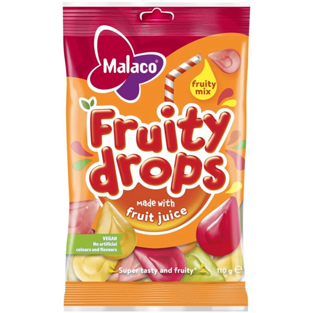 Malaco Fruity Drops Fruity Mix 110g – Snackje