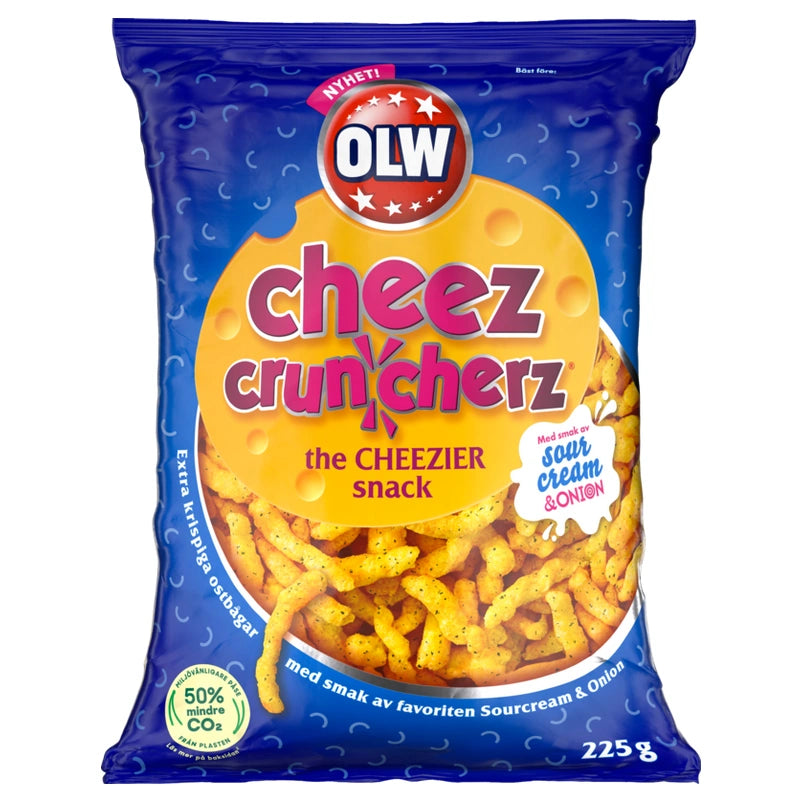OLW Cheez Cruncherz Sour Cream & Onion 225g – Snackje